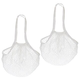 Cotton Mesh Bag, 14.96x12.2" Long Handle Mesh Net Grocery Bags 2Pcs ...