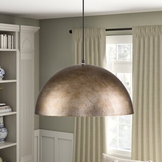 1-Light Industrial Distressed Silver Bowl-Shape Oversized Dome Pendant ...