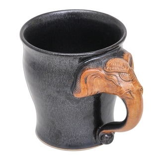 Novica Handmade Elephant Raj In Black Ceramic Mug - Bed Bath & Beyond ...