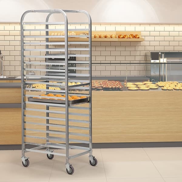 20-Tier Movable Heavy-Duty Metal Pan Rack with 4 Casters - Bed Bath ...