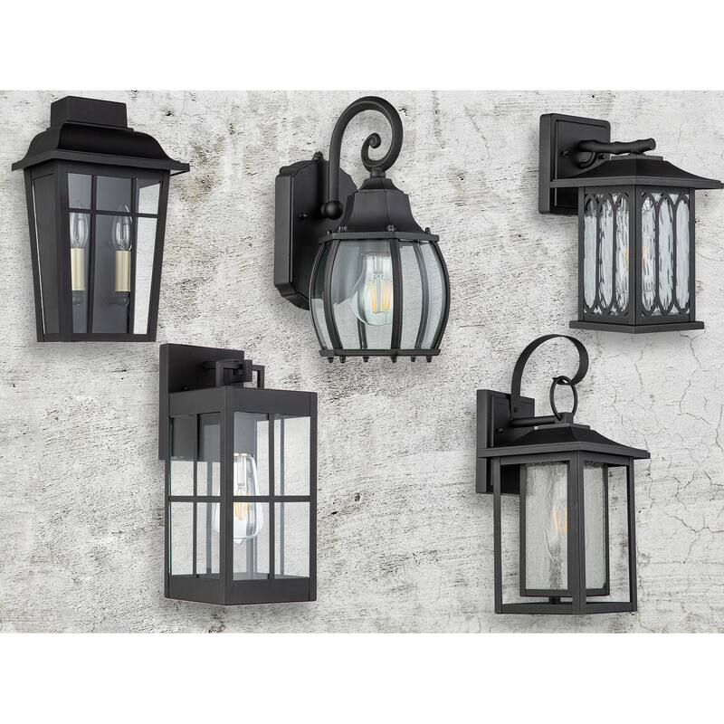 Rustic Outdoor Wall Sconce with Watered-Seeded Glass - Industrial Steel ...