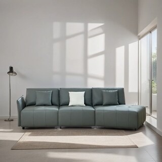 Modular Real Leather Sectional Sofa with Button Tufted Seat Cushion ...