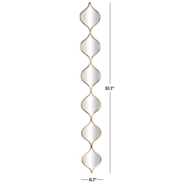 Gold Metal Slim Stacked Chain 6 Layer Room Wall Mirror with Tear Drop ...