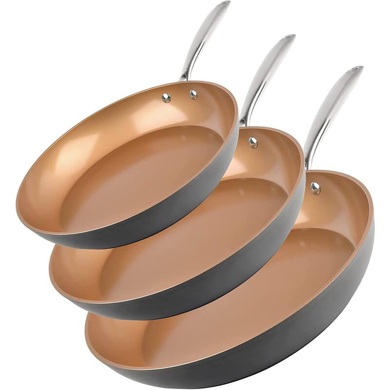 Gotham Steel Pro Hard Anodized 3 Pack Nonstick Fry Pan Set - 8'' 10 ...