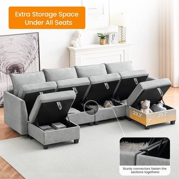 Aiden Sectional Sofa Bed Set Reversible Modular Sofa Couch with Storage ...