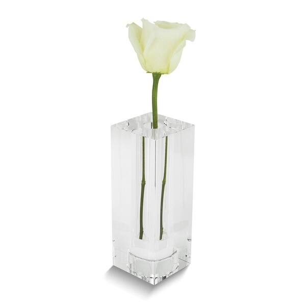 Curata Small Rectangular Crystal Glass Bud Vase/ Tealight Candle Holder ...