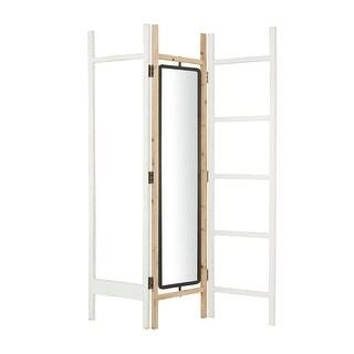Wood Hinged Foldable Partition 3 Panel Room Divider Screen with Mirror ...