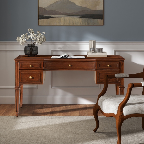 Wood and gold frame empire desk with drawers store