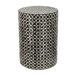 20 Inch Capiz Accent Stool Table, Cylindrical Linear Pattern - Bed Bath ...