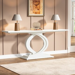 59 Inch Console Table for Entryway, White Farmhouse Sofa Tables for ...