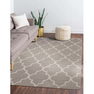 Hand-tufted Traditional Moroccan Trellis Light Grey Wool Area Rug (5' x ...
