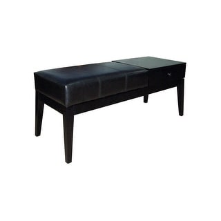 Dark Brown Leather Storage Bench with Drawer - Bed Bath & Beyond - 35466531