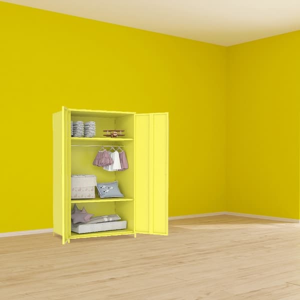 Simple garage cabinet Yellow storage box Metal storage cabinet - Bed ...