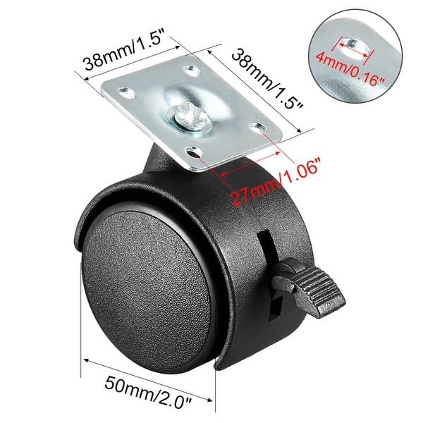 Swivel Caster Wheels 360 Degree Top Plate Mounted Caster Wheel, 2Pcs ...