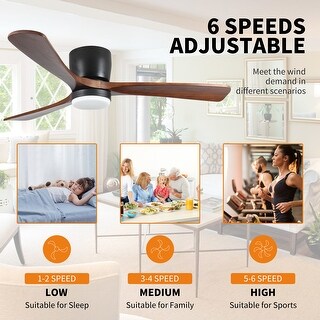 52" Wood Ceiling Fans with Lights and Remote, Noiseless Reversible ...