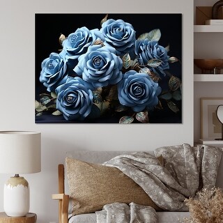Designart "Azure Blue Roses Arrangement Elegance" Roses Wall Art - Bed ...