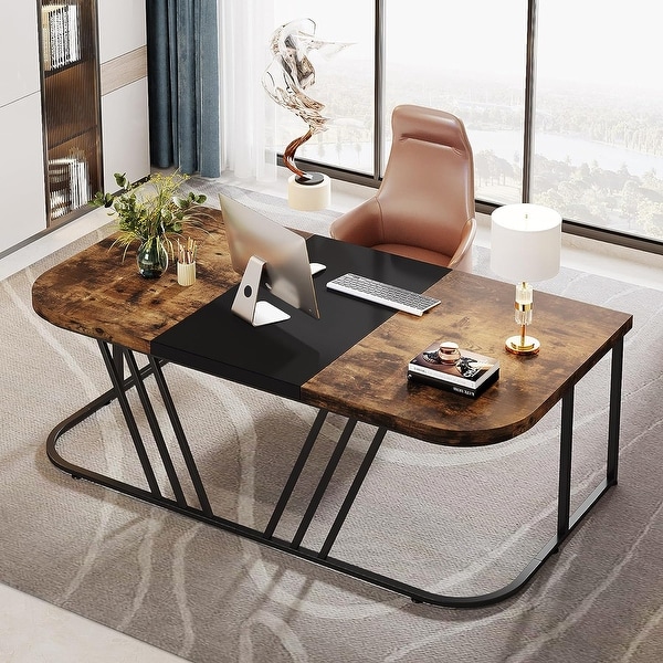 63" Executive Desk, Modern White Home Office Computer Desk, Large ...