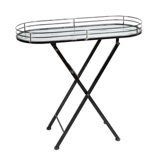 HomeView Design 30" L Oval Black Metal Indoor Folding Stand Tray - 12.5 ...