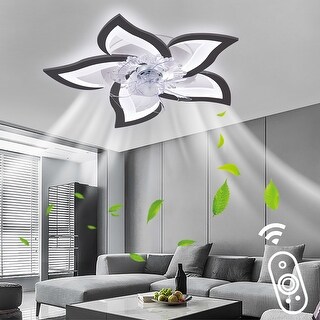 Dimmable LED Ceiling Fan Star Ceiling Fan Petal Black Ceiling Fan - Bed ...