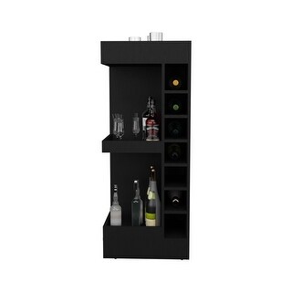 Compact Liquor Cabinet with Corner Design, Wine Cubbies, and Shelves ...