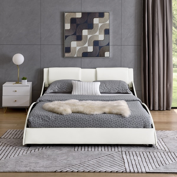 Modern Leather Bed Frames Queen Bed Frame Modern Faux Leather Upholstered Platform Bed Black