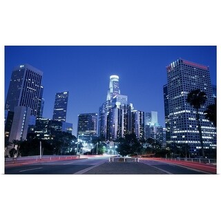 USA, California, Los Angeles, downtown at night (long exposure) - Multi ...