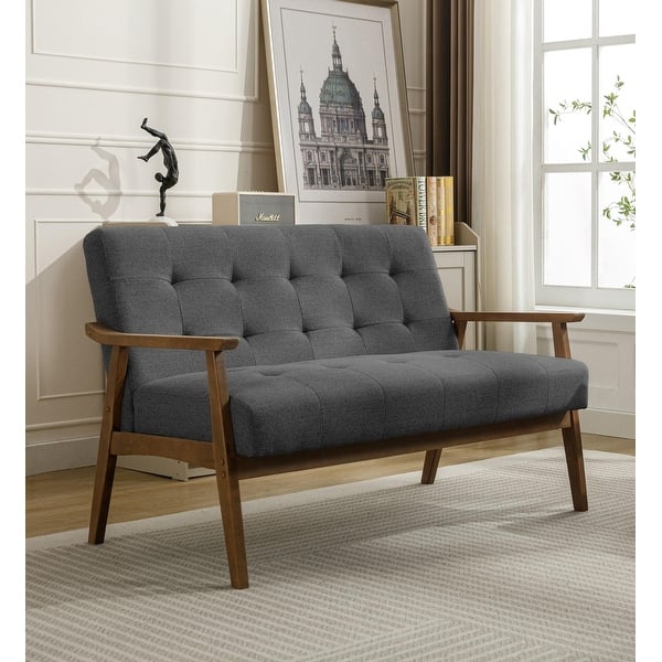 Porthos Home Mabel Fabric Loveseat Small Couch Sofa with Rubberwood ...