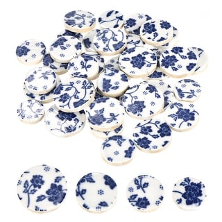 200g Ceramic Mosaic Tiles, Round Blue and White Ceramic Tiles - Blue ...