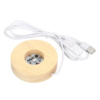 LED Light Round Wooden 3.15" Colorful Light Display Base Stand Wood ...