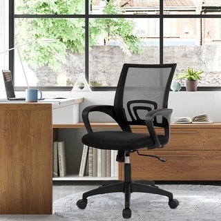 Sal Black Ergonomic Mesh Tilt Rocking Office Desk Chair by Furniture of ...