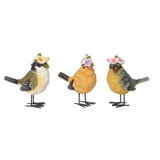 Transpac Resin Flower Crown Bird Set of 3 Spring Home Decorations - Bed ...