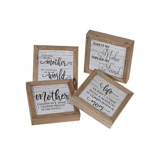 Framed Square Wood Block (For Mom) (Asstd) - Set of 4 - Bed Bath ...
