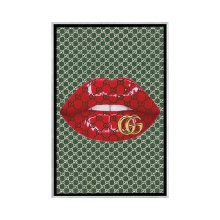 iCanvas "Gucci Green Logo Red Lips Pattern With Gold Gucci Logo" by ...