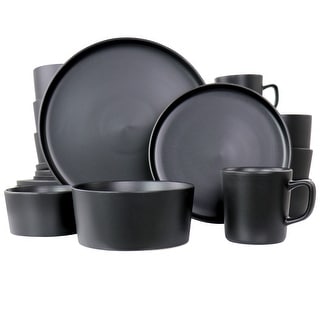 Milan Sleek Black 20 Piece Stoneware Dinnerware Set - Bed Bath & Beyond ...