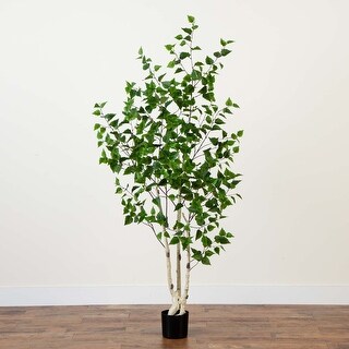 Birch Artificial Potted Tree - 6' - Green - Bed Bath & Beyond - 42766860