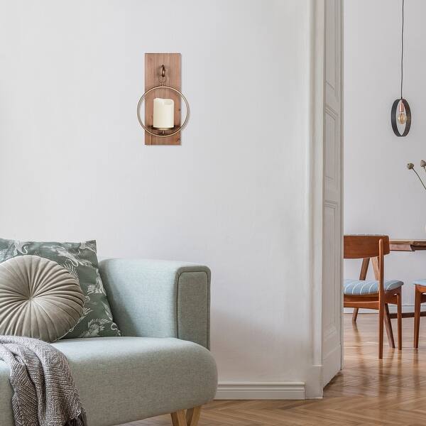 Stratton Home Decor Wood and Metal Wall Sconce with Brass and Natural ...