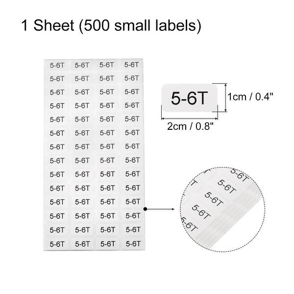 5-6T Clothes Size Sticker Label 5 to 6 Year Old Clothing Size Label ...