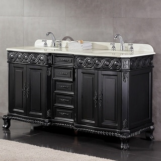 Miseno 60" Free Standing Vanity Set with Cabinet, Marble Vanity Top ...