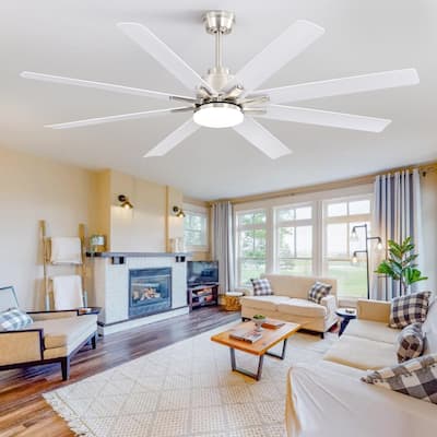 66 Inch Ceiling Fan with Light,8 Blades for Large Room,Dimmable LED ...