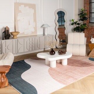 Rug Branch Minimalist Abstract Geometric Cream Green Indoor Soft Area ...