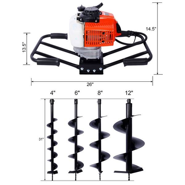 63cc Two Handle Gas-Powered 2.7HP Post Hole Digger with Drill Bits - Bed Bath & Beyond - 40468683