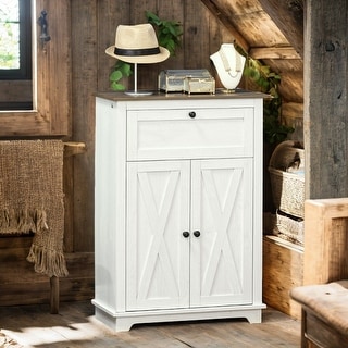 Farmhouse Style Storage Cabinet with Ample Storage, Anti-Tipping Design ...