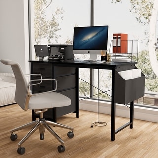 Reinforced Structural Design 47.3" Computer Desk With Power Outlet ...