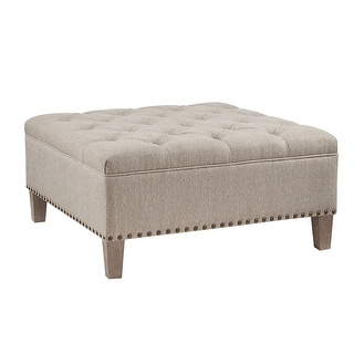 Tufted Square Ottoman Upholstered in Fabric for Living Room Bedroom ...