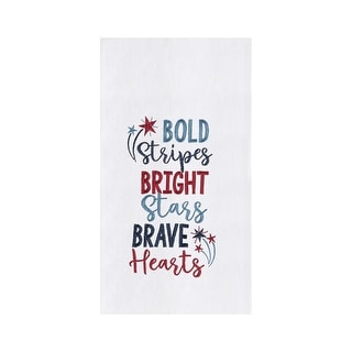 Bold Stripes Bright Stars Brave Hearts 4th of July Kitchen Towel - Bed ...