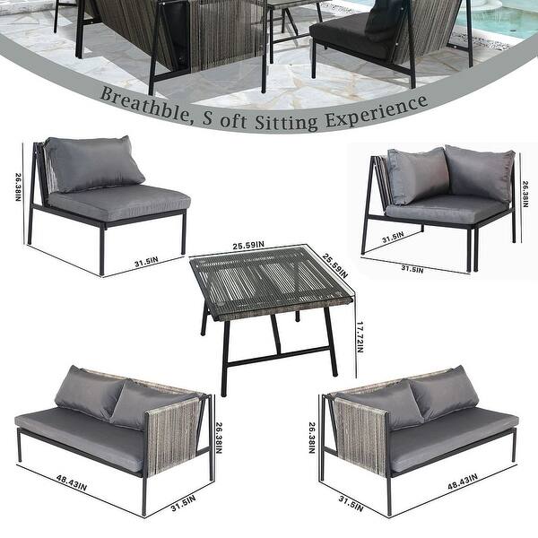 Luxury 5 SPC Rattan Wicker Outdoor Furniture Set Garden Sofa - Bed Bath ...
