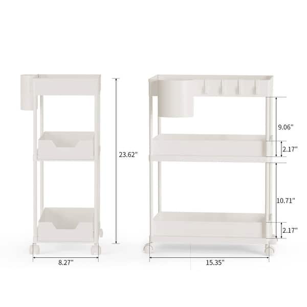3-Tier Pull-Out Slim Rolling Storage Utility Cart with Wheels - Bed ...