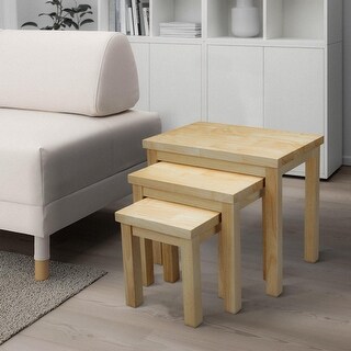 Rubberwood Rectangular Nesting Side Table Set,Set of 3 - Bed Bath ...