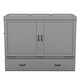 Queen Size Cabinet Murphy Bed Frame with USB Port and Drawer - Bed Bath ...