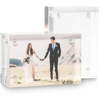 2-Pack Magnetic Acrylic Plastic Picture Photo Frames Holder 2x3 Crystal ...